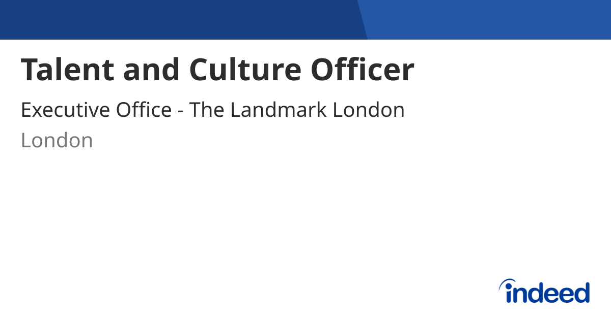 Talent and Culture Officer - London NW1 6JQ - Indeed.com