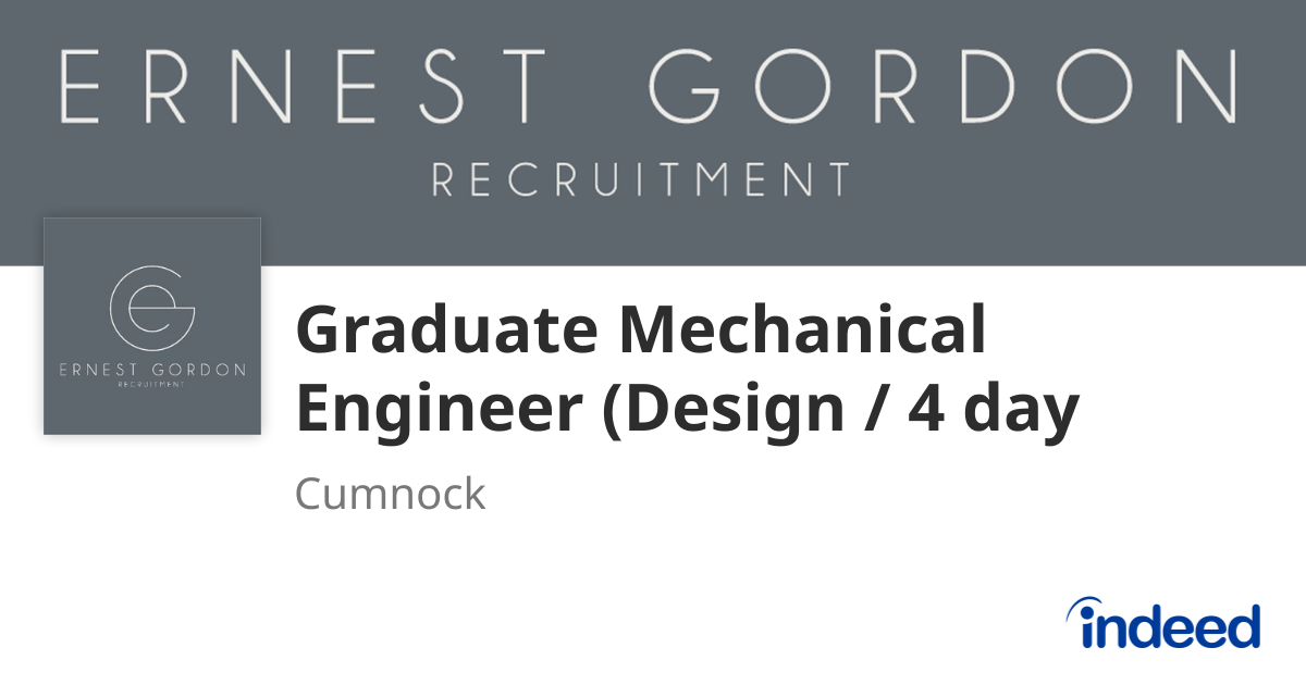 Graduate Mechanical Engineer (Design / 4 day week) - Cumnock - Indeed.com