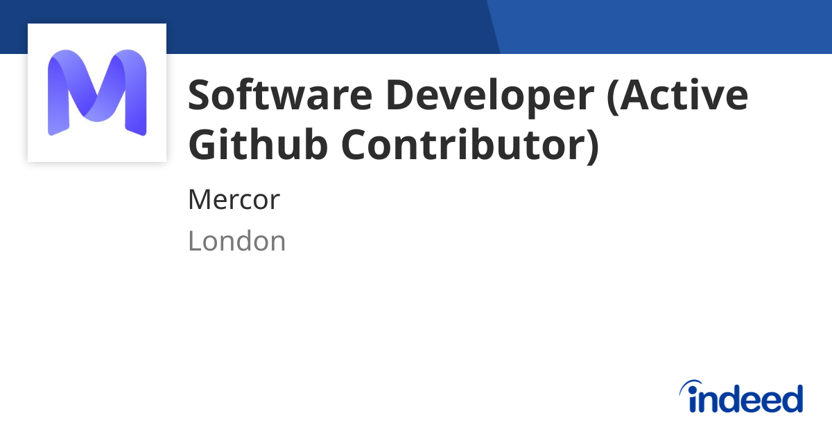 Software Developer (Active Github Contributor) - London - Indeed.com