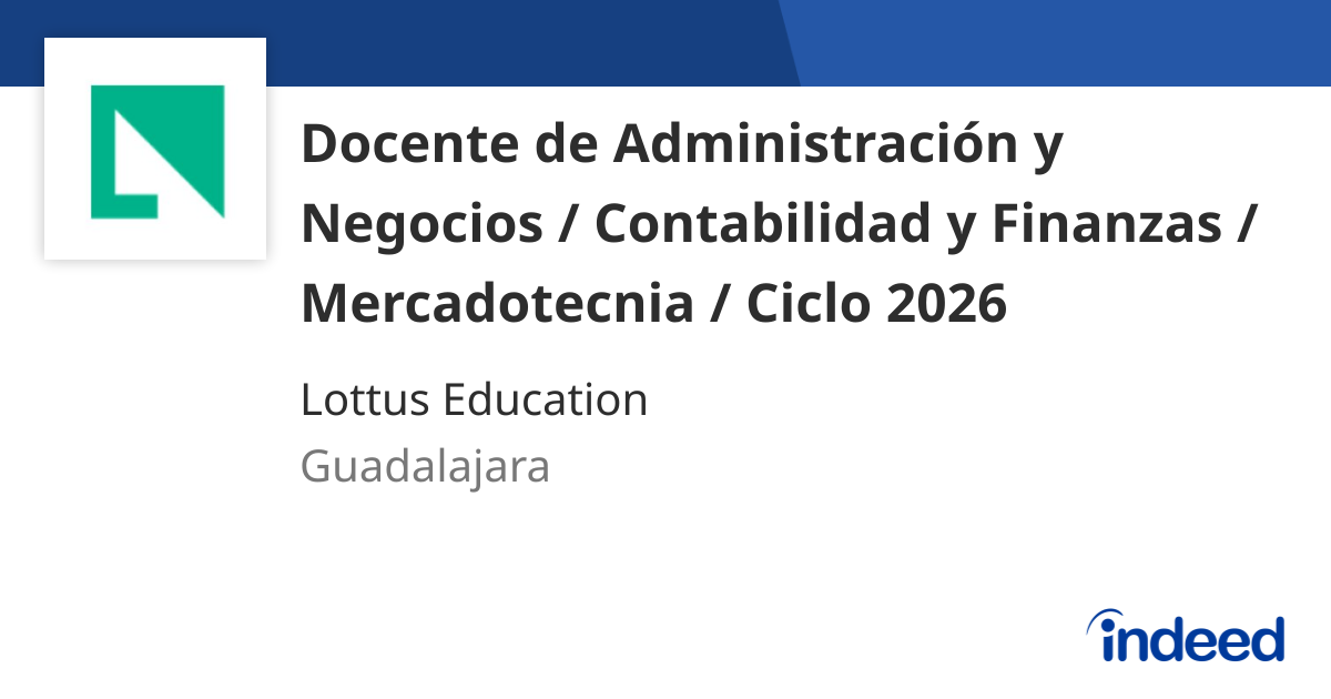 Docente de Administración y Negocios / Contabilidad y Finanzas ...
