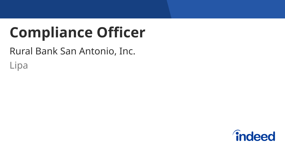 Compliance Officer - Lipa - Indeed.com