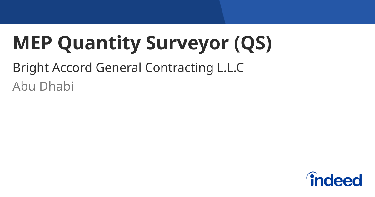 MEP Quantity Surveyor (QS) - Abu Dhabi - Indeed.com