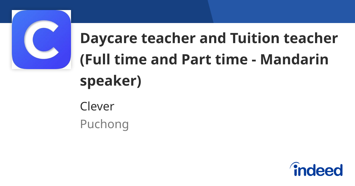 Daycare teacher and Tuition teacher (Part time - Mandarin speaker ...