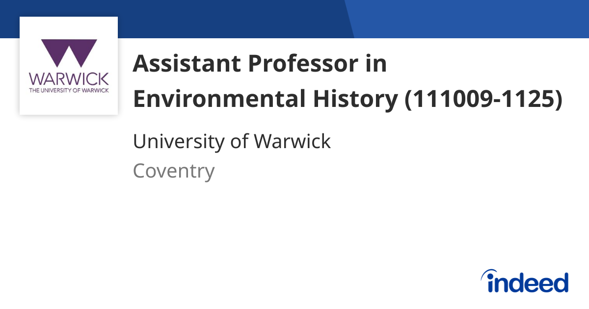 Assistant Professor in Environmental History (111009-1125) - Coventry ...