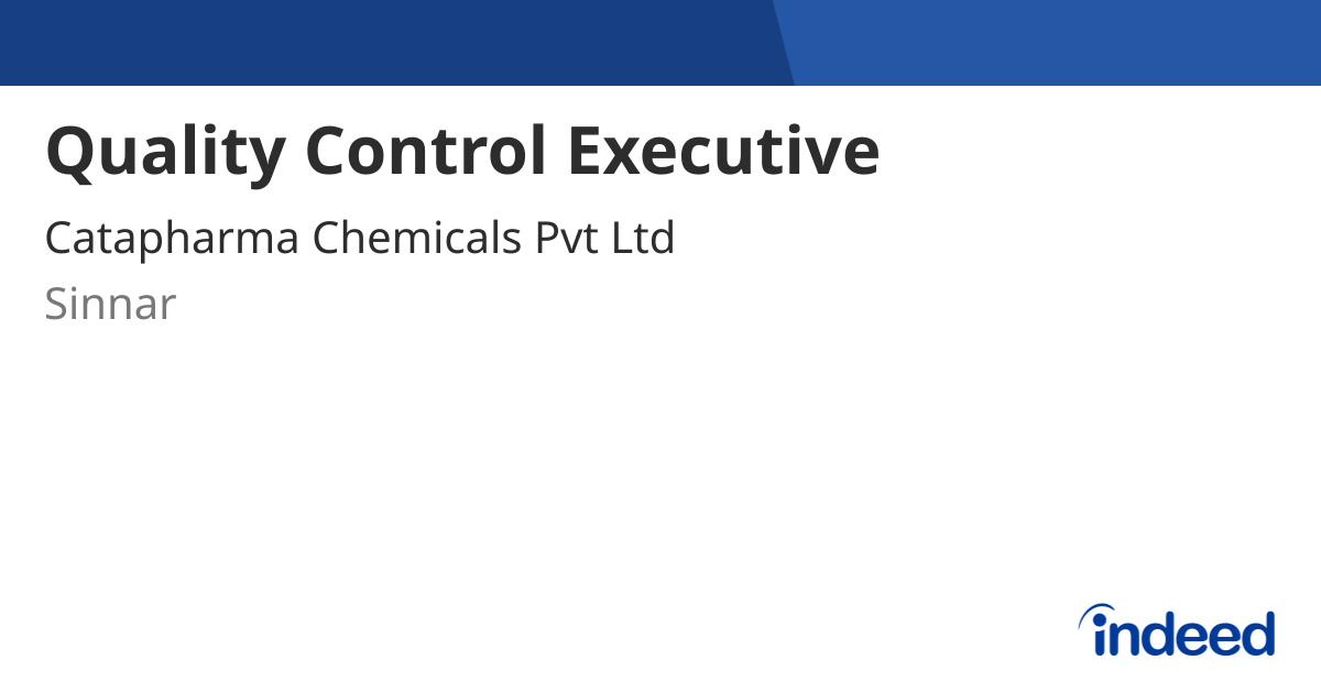 Quality Control Executive - Sinnar, Maharashtra - Indeed.com
