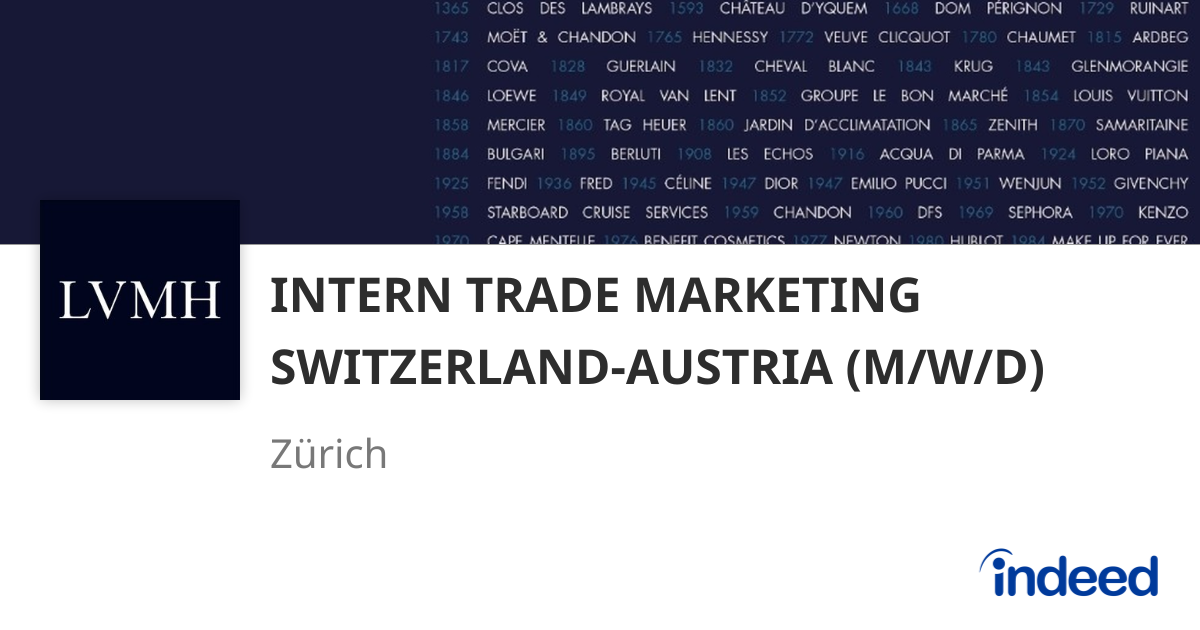 INTERN TRADE MARKETING SWITZERLAND-AUSTRIA (M/W/D) 100% - Zürich, ZH ...