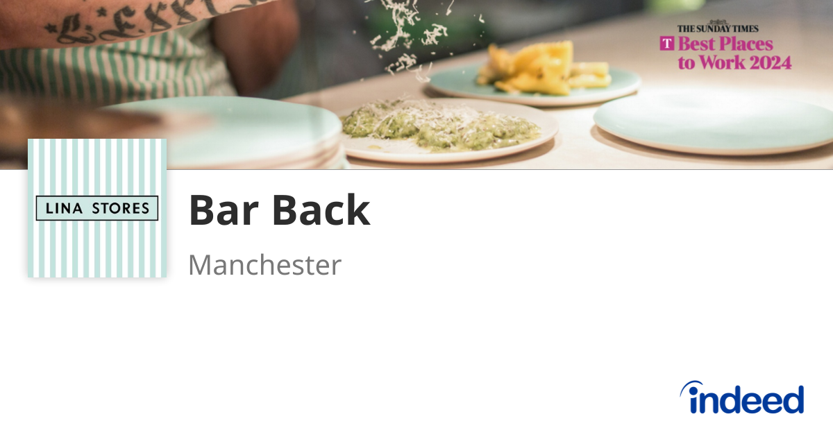 Bar Back - Manchester M3 3HN - Indeed.com
