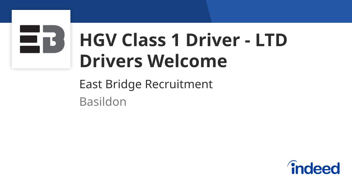 HGV Class 1 Driver - LTD Drivers Welcome - Basildon - Indeed.com