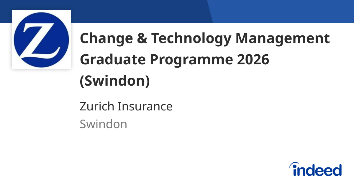 Change & Technology Management Graduate Programme 2026 (Swindon ...