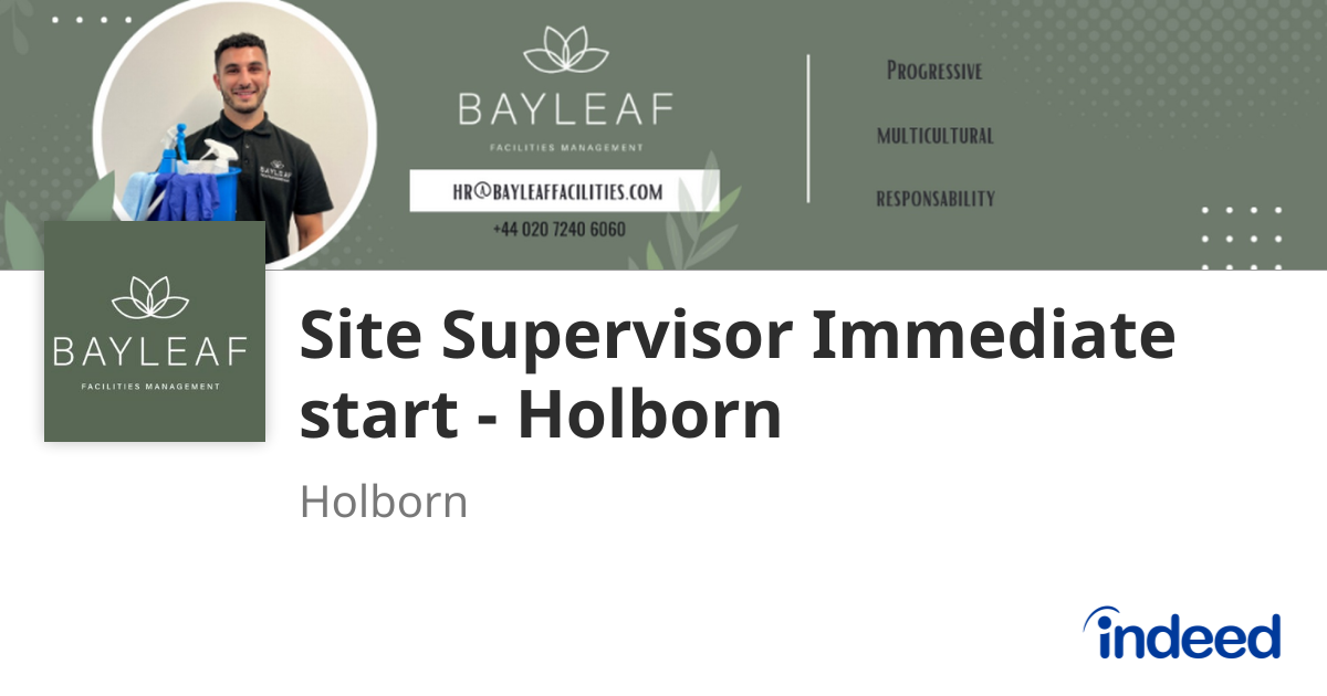 Site Supervisor Immediate start - Holborn - Holborn WC2A - Indeed.com