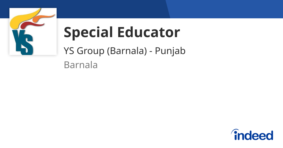 Special Educator - Barnala, Punjab - Indeed.com