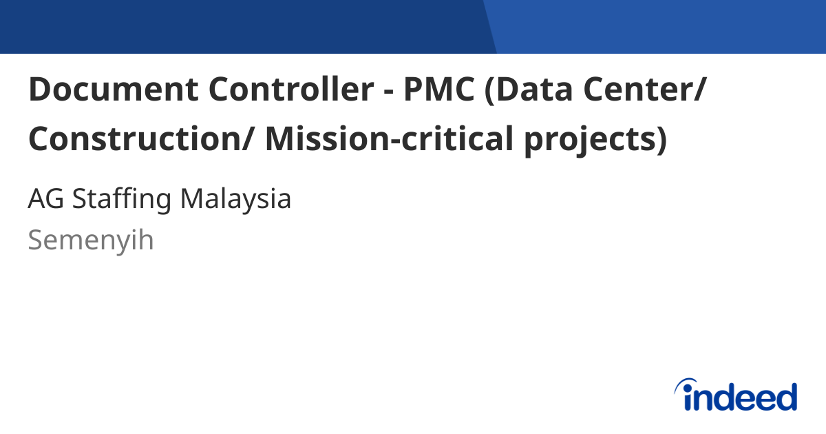 Document Controller - PMC (Data Center/ Construction/ Mission-critical ...