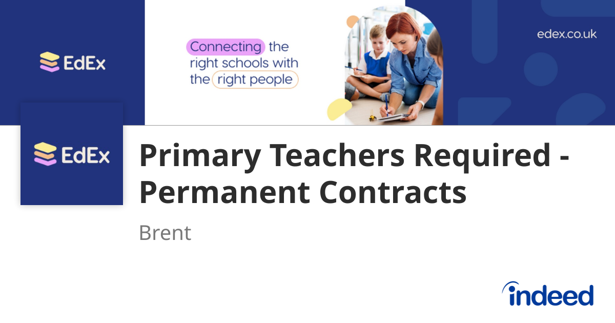 Primary Teachers Required - Permanent Contracts - Brent - Indeed.com