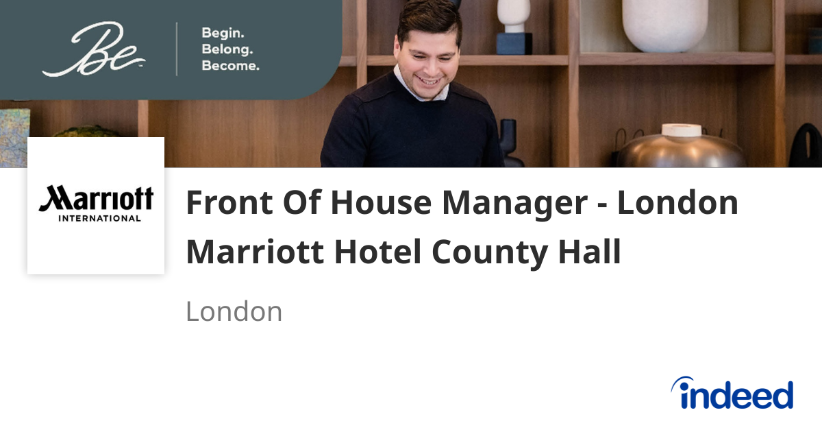 Front Of House Manager - London Marriott Hotel County Hall - London SE1 ...