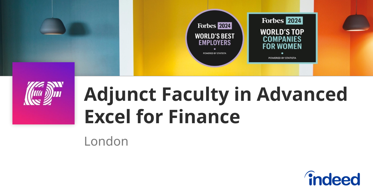 Adjunct Faculty in Advanced Excel for Finance - London - Indeed.com