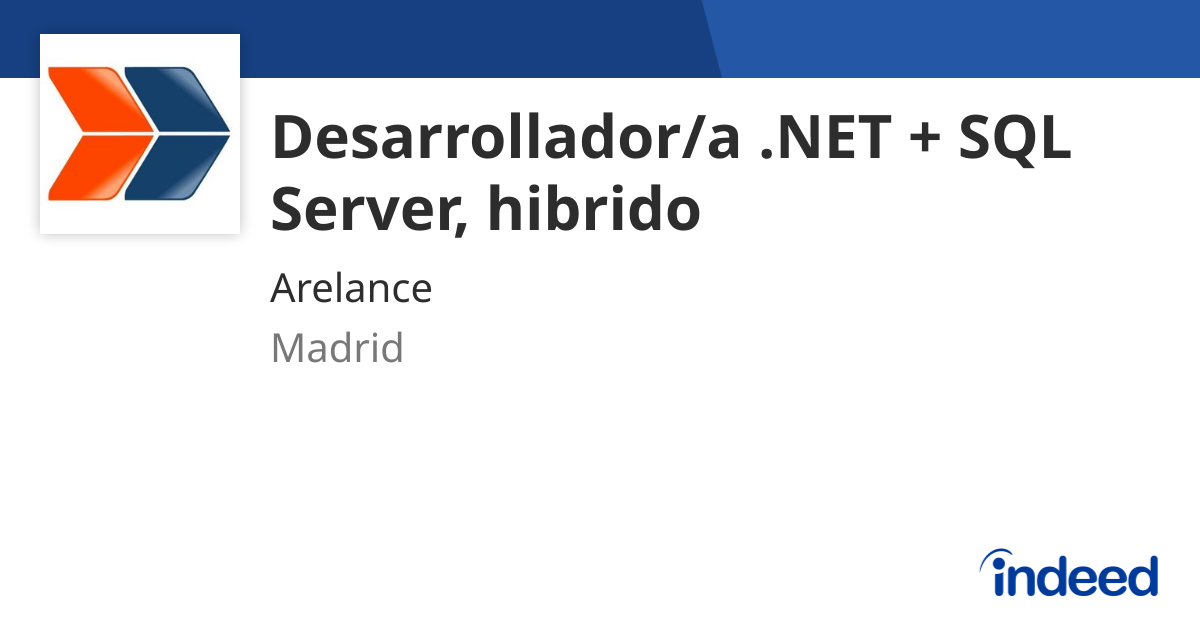 Desarrollador/a .NET + SQL Server, hibrido - Madrid, Madrid provincia ...