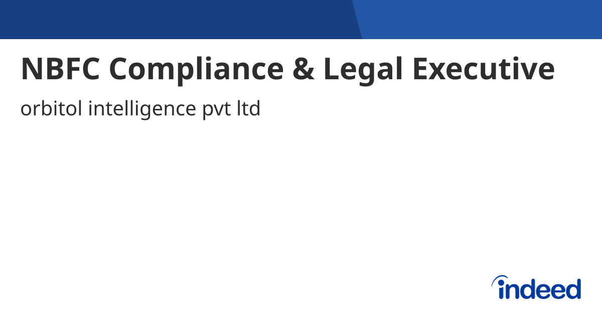 NBFC Compliance & Legal Executive - Pitampura, Delhi, Delhi - Indeed.com