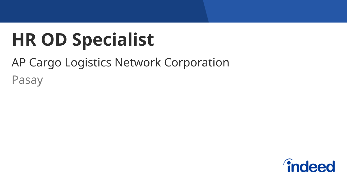 HR OD Specialist - Pasay - Indeed.com