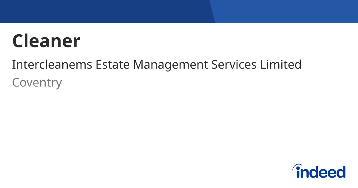 Cleaner - Coventry - Indeed.com