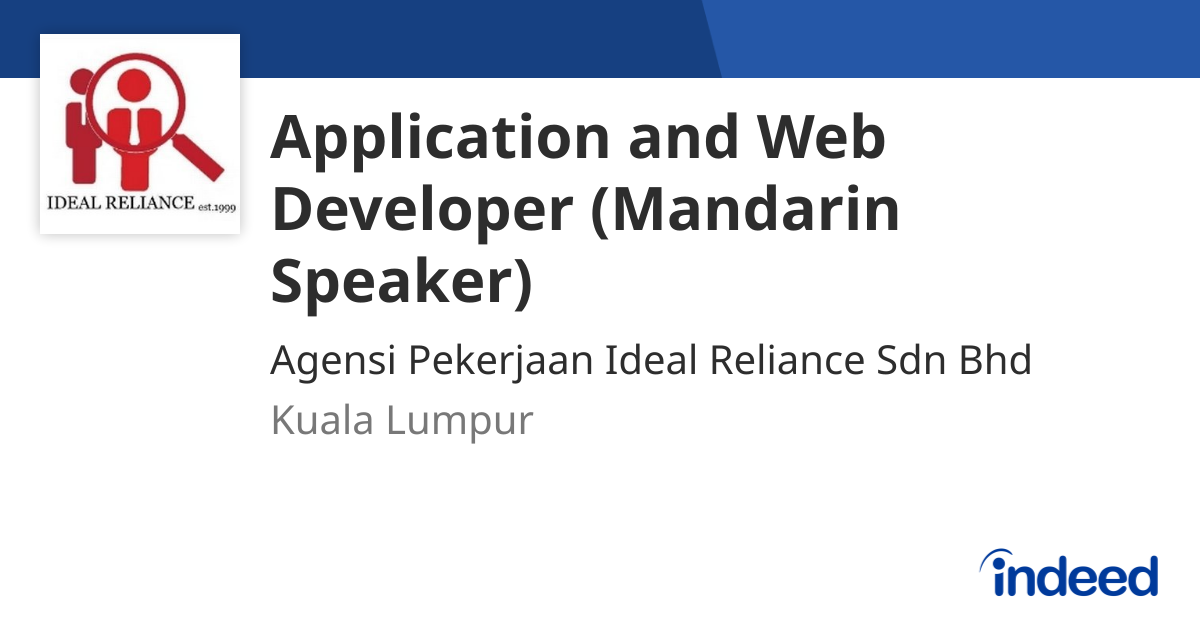 Application and Web Developer (Mandarin Speaker) - Kuala Lumpur - Indeed.com
