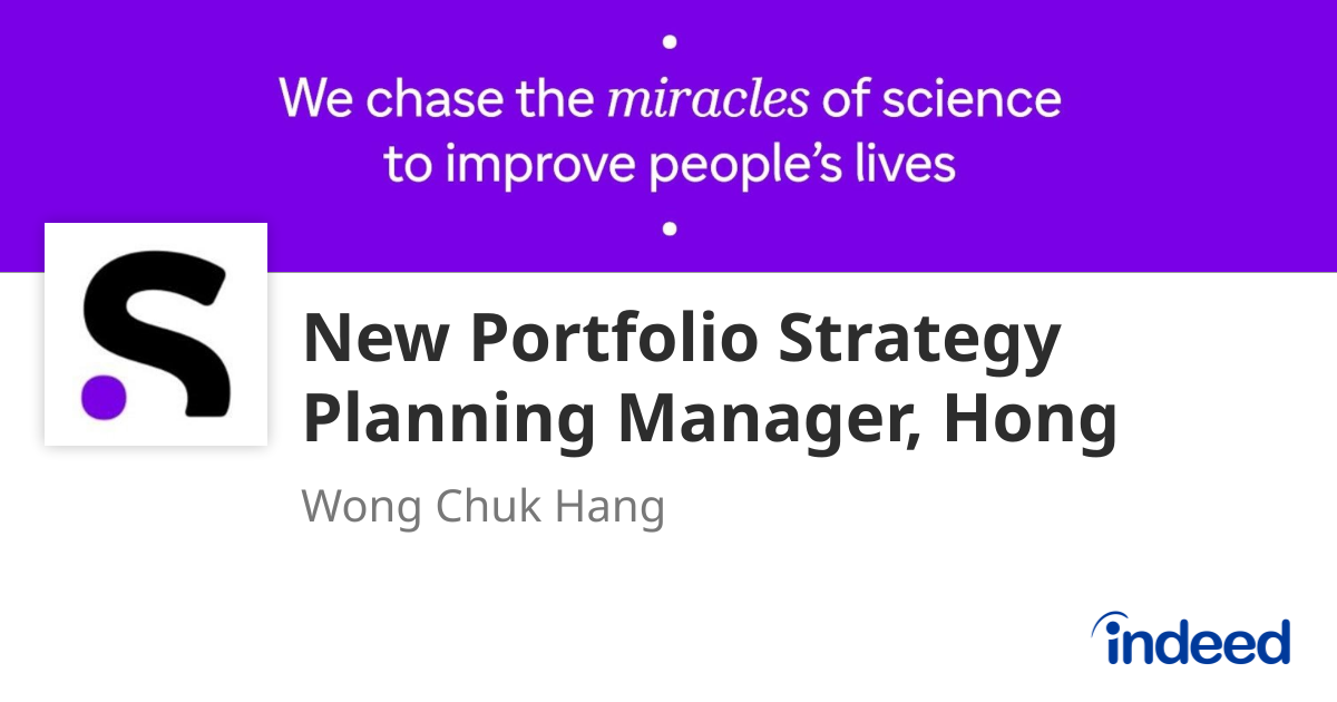 New Portfolio Strategy Planning Manager, Hong Kong - Wong Chuk Hang ...