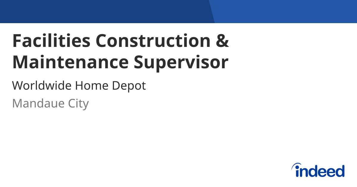 Facilities Construction & Maintenance Supervisor - Mandaue City 6014 ...