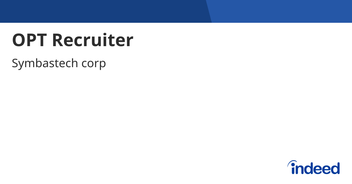 OPT Recruiter - Malakpet, Hyderabad, Telangana - Indeed.com