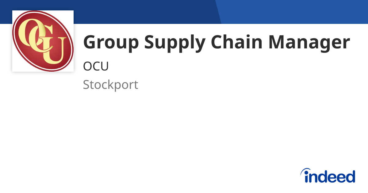 Group Supply Chain Manager - Stockport SK3 8AB - Indeed.com