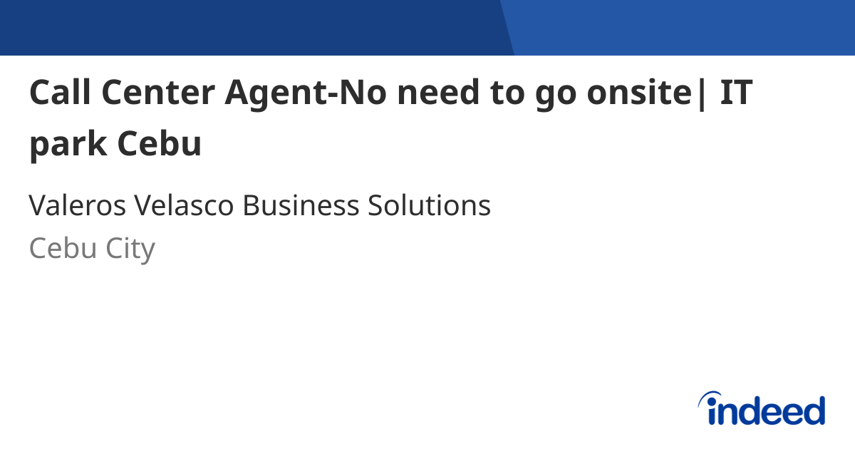Call Center Agent-No need to go onsite| IT park Cebu - Cebu City ...