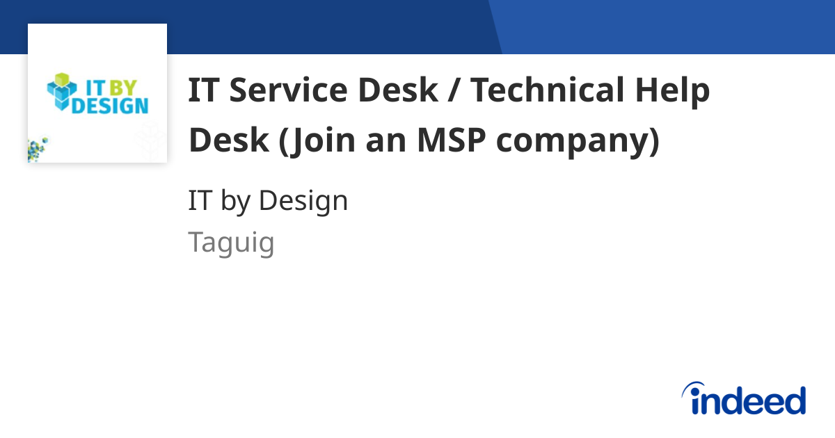 IT Service Desk / Technical Help Desk (Join an MSP company) - Taguig ...