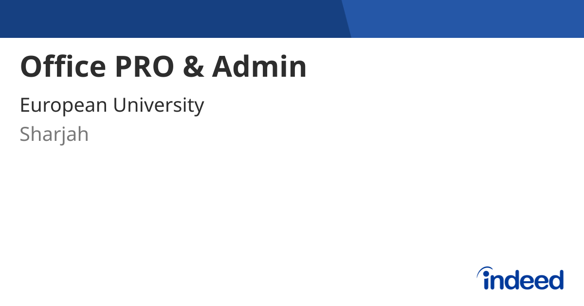 Office PRO & Admin - Sharjah - Indeed.com