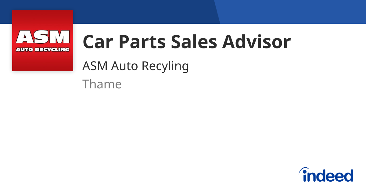 Car Parts Sales Advisor - Thame OX9 2BQ - Indeed.com