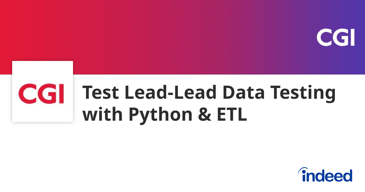 Test Lead-Lead Data Testing with Python & ETL - Hyderabad, Telangana ...