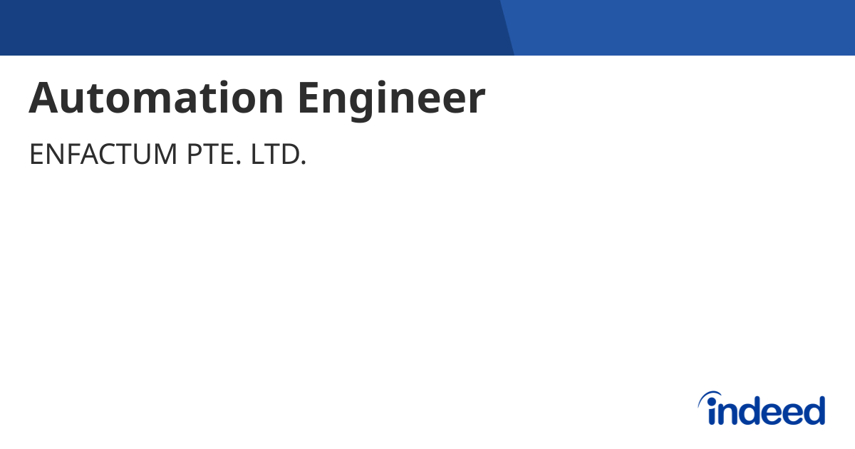 Automation Engineer - Singapore - Indeed.com