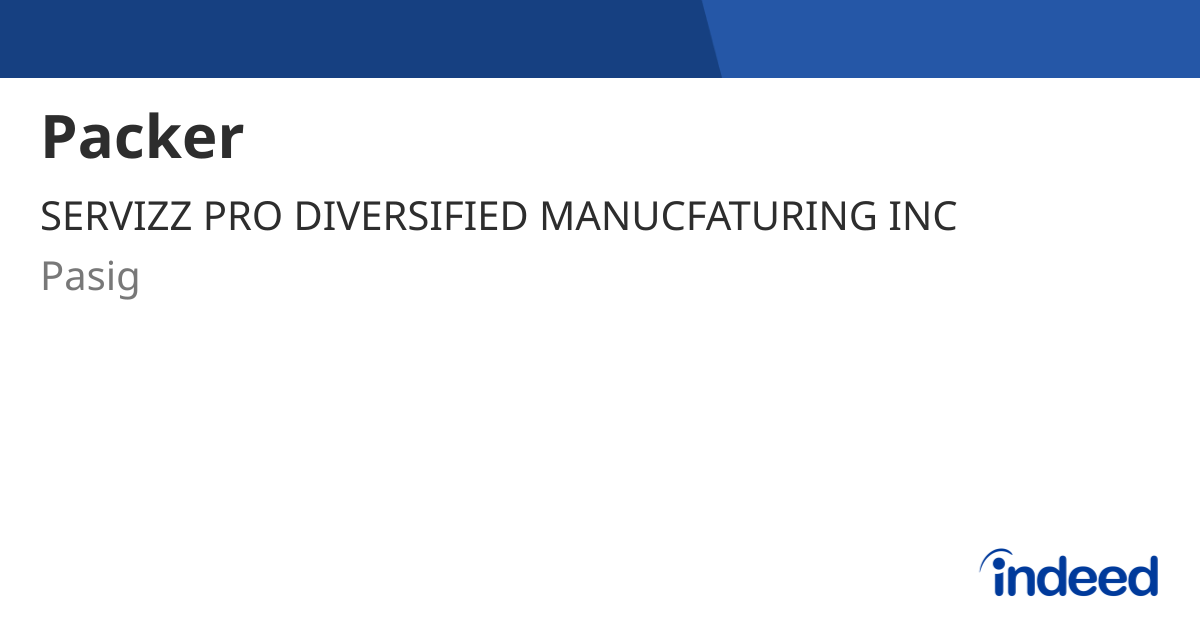 Packer - Pasig - Indeed.com