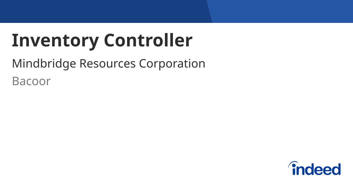 Inventory Controller - Bacoor - Indeed.com