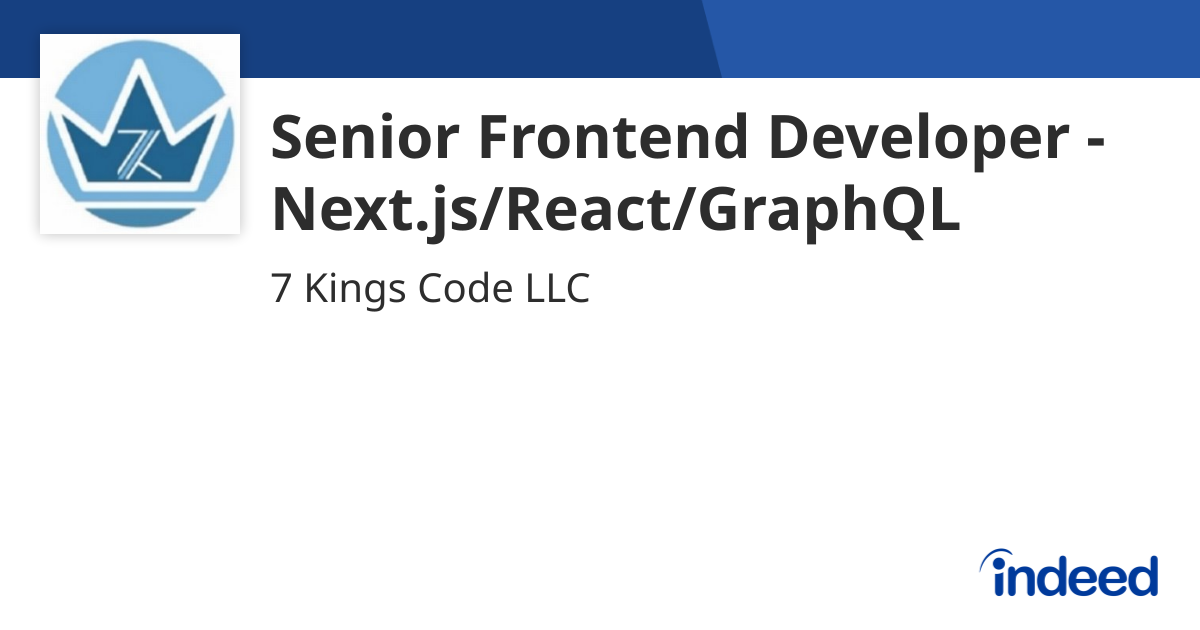 Senior Frontend Developer - Next.js/React/GraphQL - Hyderabad Jubilee Ho, Hyderabad, Telangana ...