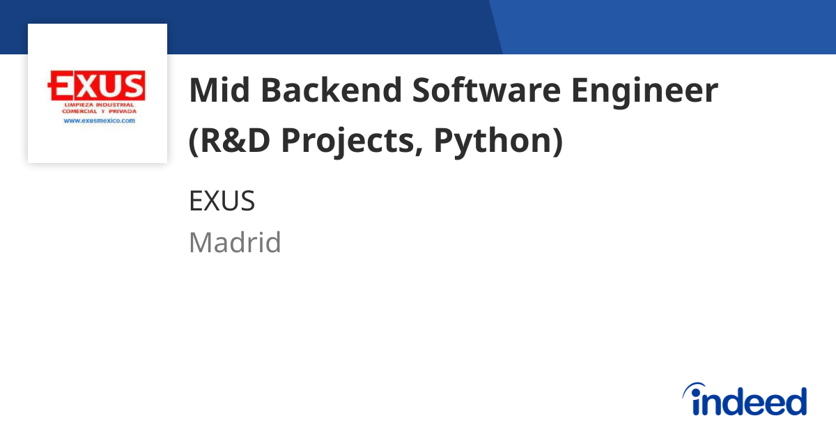 Mid Backend Software Engineer (R&D Projects, Python) - Madrid, Madrid provincia - Indeed.com