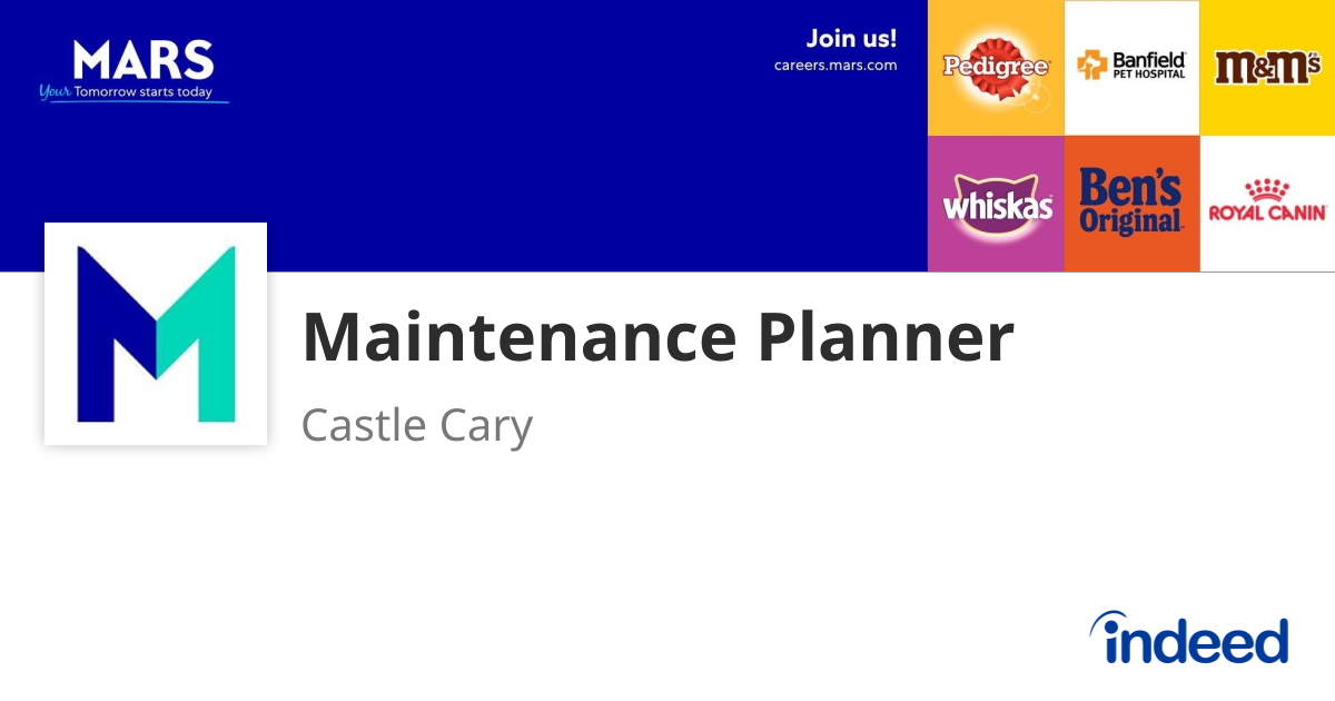 Maintenance Planner - Mars Petcare - Castle Cary - Indeed.com