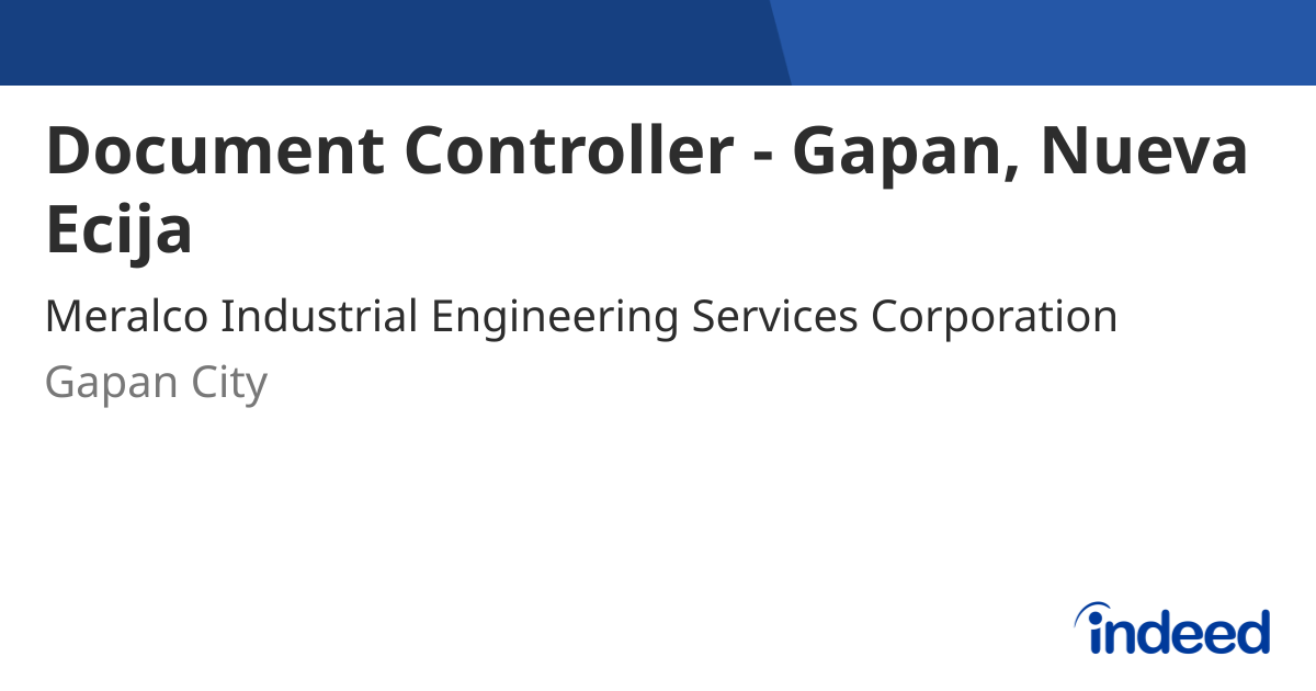 Document Controller - Gapan, Nueva Ecija - Gapan City - Indeed.com
