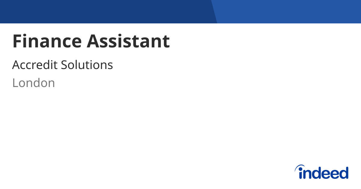 Finance Assistant - London SW9 8PL - Indeed.com