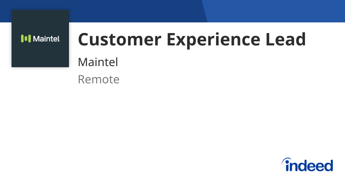 Customer Experience Lead - Remote - Indeed.com
