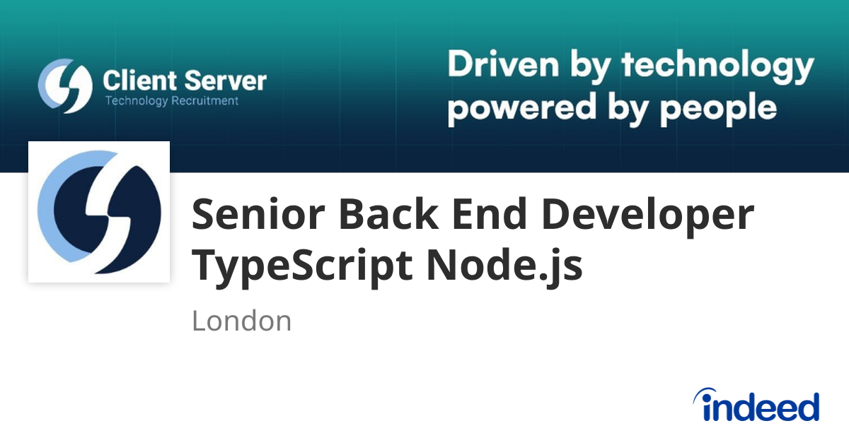 Senior Back End Developer TypeScript Node.js - London EC2A4RX - Indeed.com
