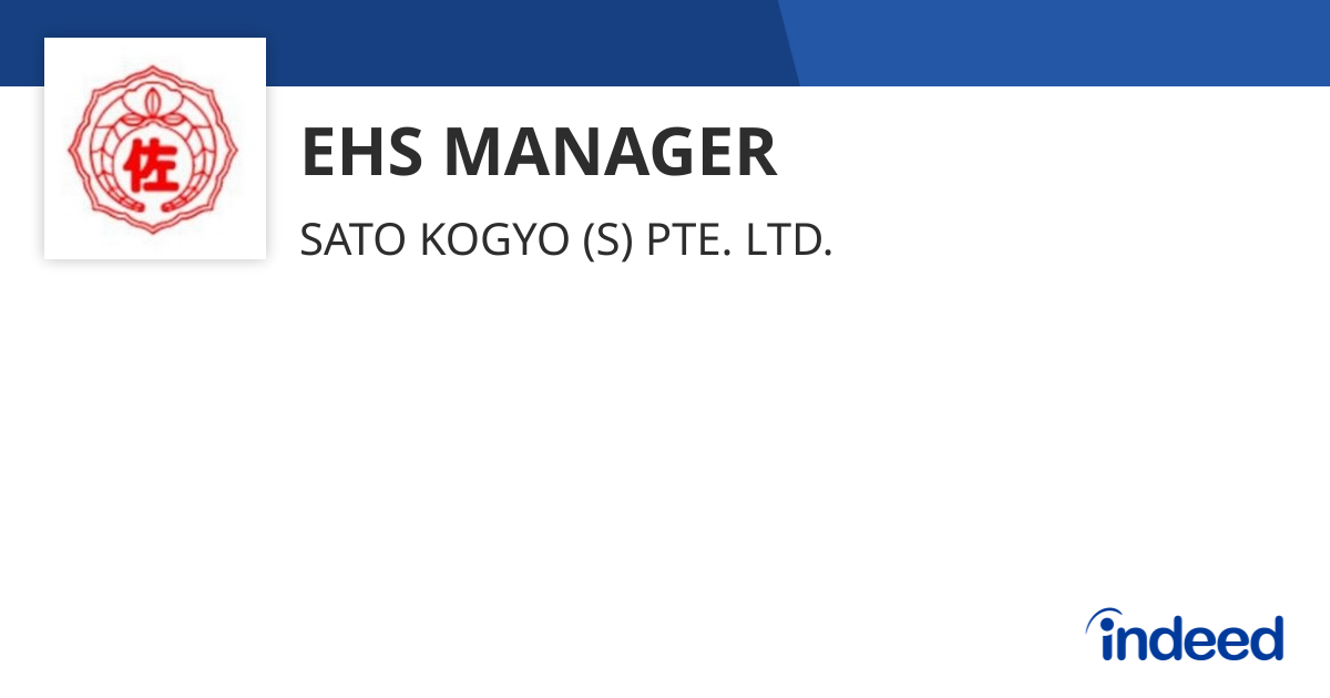 EHS MANAGER - Singapore - Indeed.com