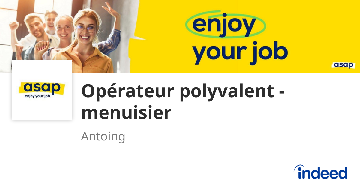 Opérateur polyvalent - menuisier - 7640 Antoing - Indeed.com