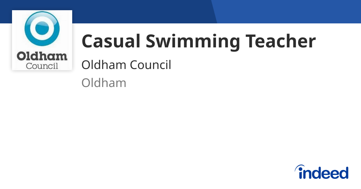 Casual Swimming Teacher - Oldham OL1 - Indeed.com