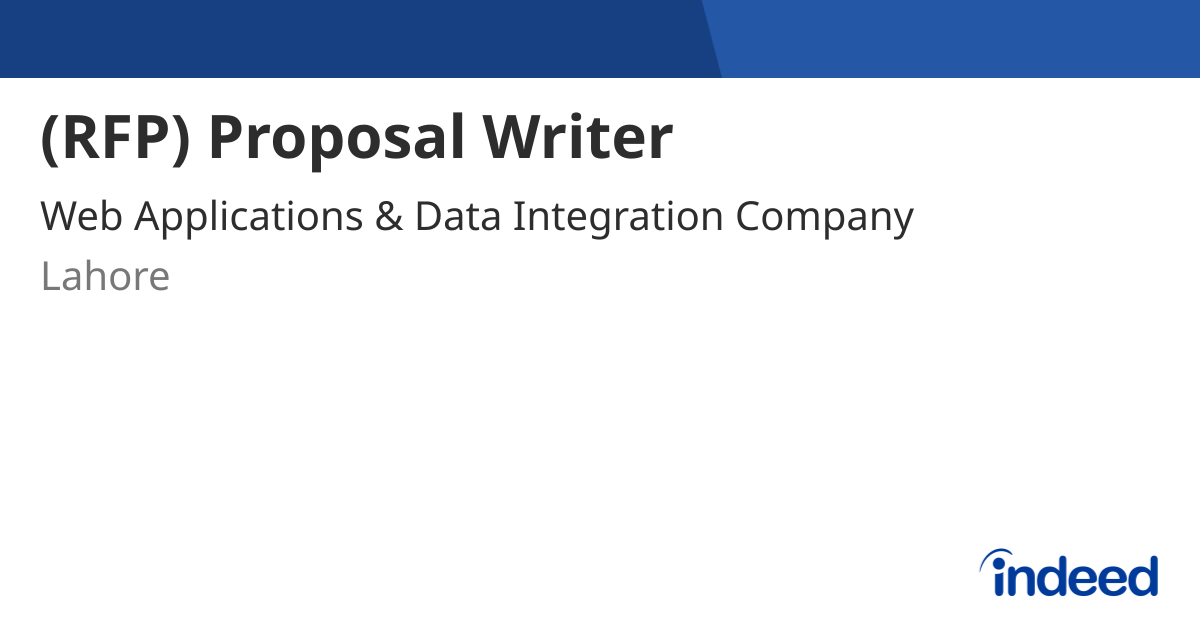 (RFP) Proposal Writer - Lahore - Indeed.com
