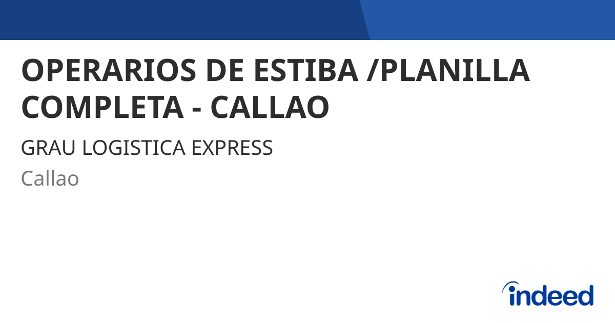 OPERARIOS DE ESTIBA /PLANILLA COMPLETA - CALLAO - Callao, Callao ...