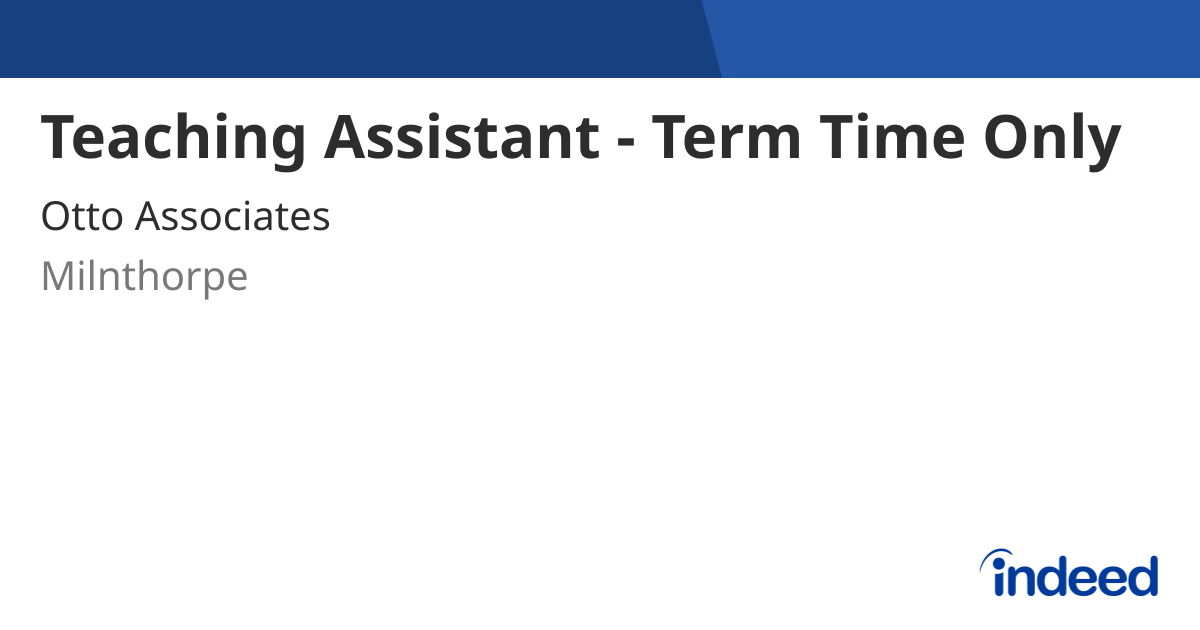 Teaching Assistant - Term Time Only - Milnthorpe LA7 7DD - Indeed.com