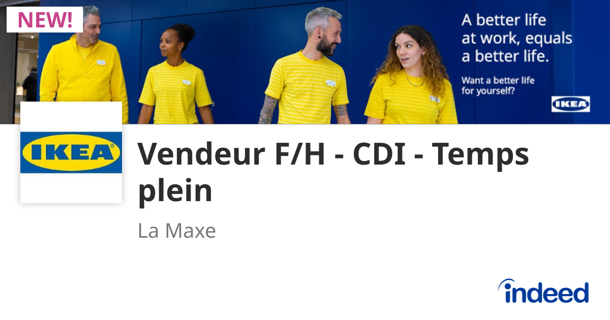 Vendeur F/H - CDI - Temps plein - La Maxe (57) - Indeed.com